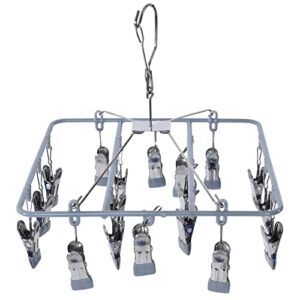 jerss Drying Rack Hanger Pants Clip Windproof Clothes 18 Clip Silver Home Underwear Clip Sock Rack 18 Clips Non Slip Stainless Steel with Outfit Clip Fastener for Dry Holder Hook