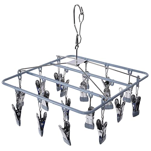 jerss Drying Rack Hanger Pants Clip Windproof Clothes 18 Clip Silver Home Underwear Clip Sock Rack 18 Clips Non Slip Stainless Steel with Outfit Clip Fastener for Dry Holder Hook