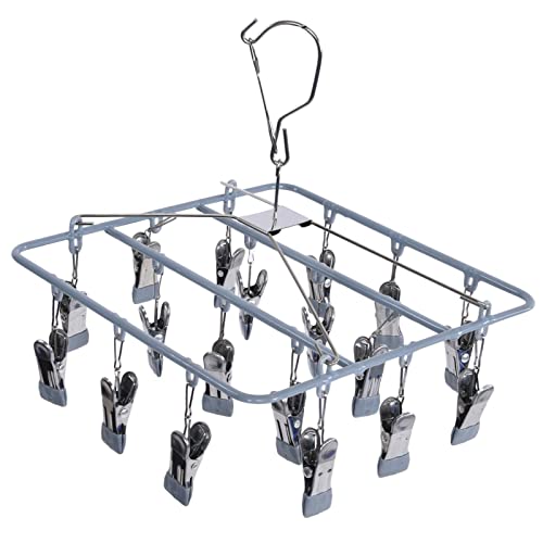 jerss Drying Rack Hanger Pants Clip Windproof Clothes 18 Clip Silver Home Underwear Clip Sock Rack 18 Clips Non Slip Stainless Steel with Outfit Clip Fastener for Dry Holder Hook