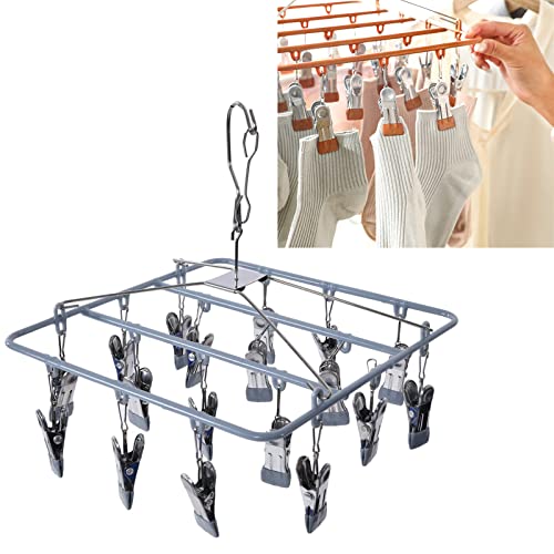 jerss Drying Rack Hanger Pants Clip Windproof Clothes 18 Clip Silver Home Underwear Clip Sock Rack 18 Clips Non Slip Stainless Steel with Outfit Clip Fastener for Dry Holder Hook