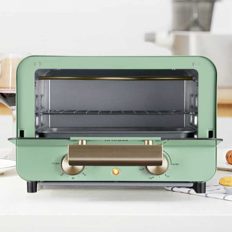 FZZDP Electric mini Oven Multi-function Stainless Steel with Timer Bake Broil Includes Baking Pan and Rack toaster pizza