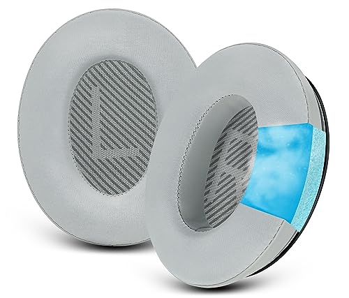 GEVO Cooling Gel Ear Pads Cushions Replacement, Ear Pads for Bose QuietComfort 35 (QC35) and Quiet Comfort 35 II (QC35 II) Over-Ear Headphones & More, Memory Foam & Cooler for Longer (Silver)