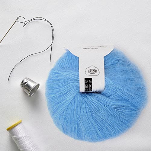 Soft Mohair Pashm Knit Angora Long Wool Yarn, Durable and Anti Pilling,Various Color, Hand Washable, Great for Scarves, Shawls, Sweaters, Hats, Shoes, Seat Cushions (08 Light Blue)