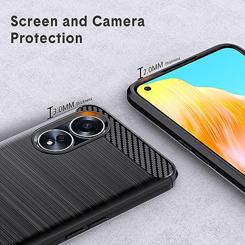 Natbok Compatible with Oppo A58 4G Case, Flexible TPU [Brushed Texture] [Anti-Slip] Shockproof Military Protection Bumper Phone Case,Slim Case Cover for Oppo A58 4G,Black