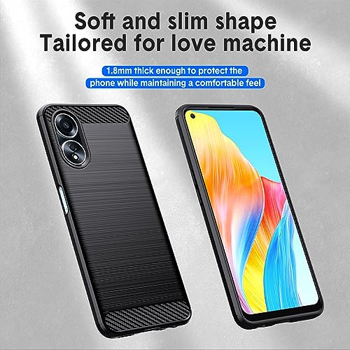 Natbok Compatible with Oppo A58 4G Case, Flexible TPU [Brushed Texture] [Anti-Slip] Shockproof Military Protection Bumper Phone Case,Slim Case Cover for Oppo A58 4G,Black