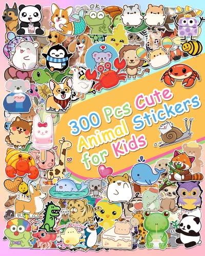 Zartores 300 PCS Cute Stickers for Kids, Water Bottle Stickers, Vinyl Stickers Waterproof Aesthetic Stickers Stickers Pack for Laptop Skateboard, Phone, Kawaii Animal Sticker for Teens, Girls