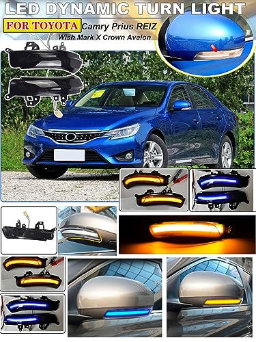 Hacreyatu For-Volvo V40 CC II V60 S60 2011-2018 S80 V70 III Dynamic Side Wing LED Turn Signal Blinker(Blue)