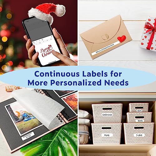 NUSIGN Label Maker Machine with Tape, Portable Bluetooth Label Printer, Wireless & Rechargeable Sticker Mini Label Makers with Multiple Templates Font Icon, White