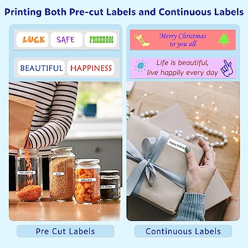 NUSIGN Label Maker Machine with Tape, Portable Bluetooth Label Printer, Wireless & Rechargeable Sticker Mini Label Makers with Multiple Templates Font Icon, White