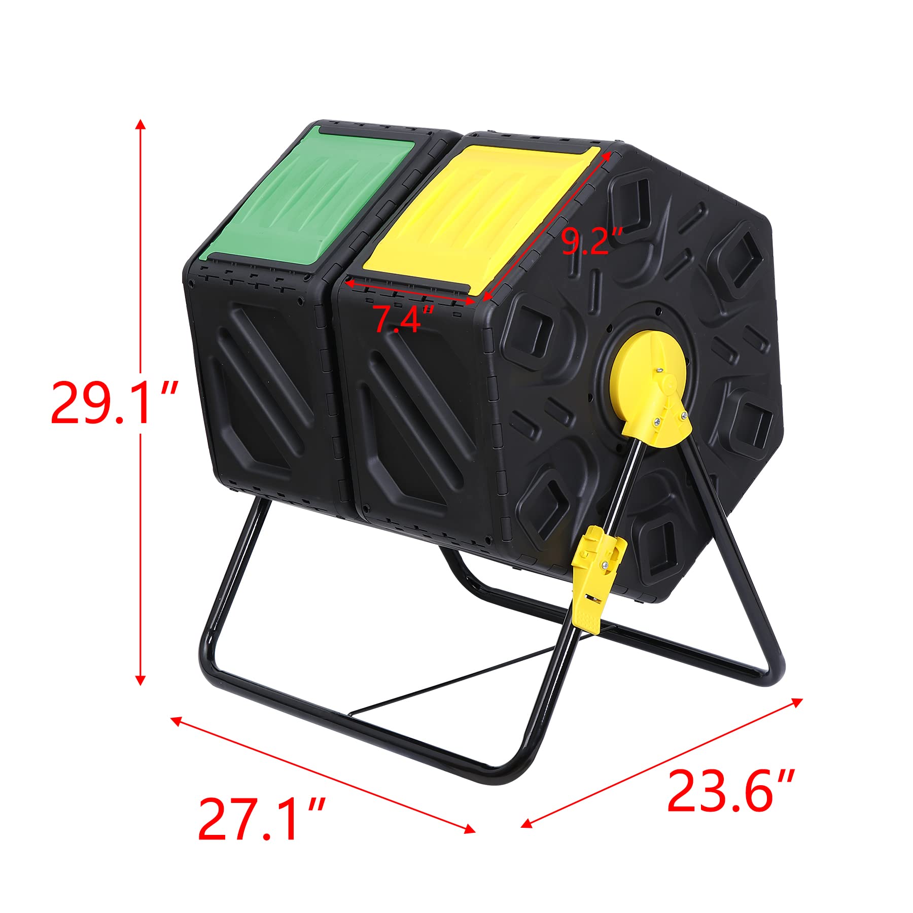 BBBuy Compost Bin Tumbling Composter Rotating w/ 2 Sliding Doors Compost Bin, Dual Chamber All Season Heavy Duty Outdoor Gardening Composting Tumblers Garden Yard (37 Gallon, Black)