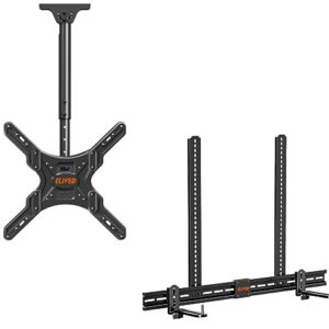 ELIVED Ceiling TV Mount YD3015 Fits Most 26-65 Inch TVs, Height Adjustable Max VESA 400x400mm, Soundbar Mount YD5012 Swivel Soundbar Mounting Bracket Under TV