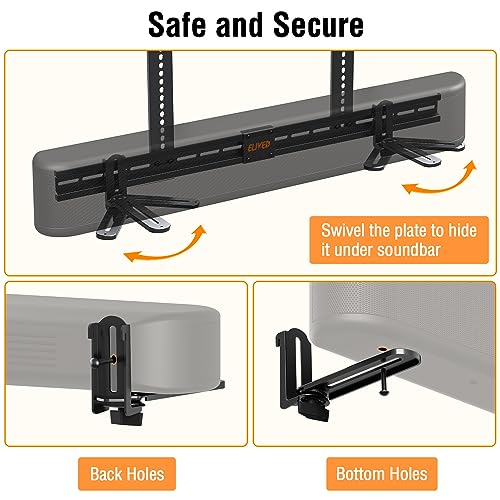 ELIVED Ceiling TV Mount YD3015 Fits Most 26-65 Inch TVs, Height Adjustable Max VESA 400x400mm, Soundbar Mount YD5012 Swivel Soundbar Mounting Bracket Under TV