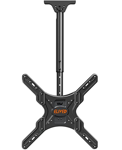 ELIVED Ceiling TV Mount YD3015 Fits Most 26-65 Inch TVs, Height Adjustable Max VESA 400x400mm, Soundbar Mount YD5012 Swivel Soundbar Mounting Bracket Under TV