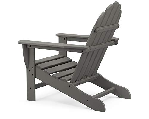 POLYWOOD NCC2280GY Nautical Arms Chaise, Slate Grey & AD4030GY Classic Outdoor Adirondack Chair, Slate Grey