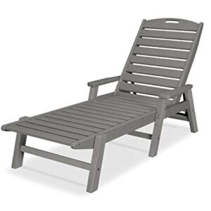 POLYWOOD NCC2280GY Nautical Arms Chaise, Slate Grey & AD4030GY Classic Outdoor Adirondack Chair, Slate Grey