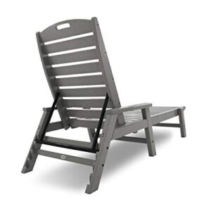 POLYWOOD NCC2280GY Nautical Arms Chaise, Slate Grey & AD4030GY Classic Outdoor Adirondack Chair, Slate Grey