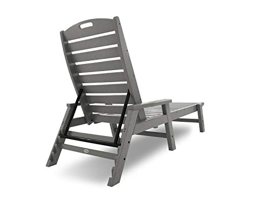 POLYWOOD NCC2280GY Nautical Arms Chaise, Slate Grey & AD4030GY Classic Outdoor Adirondack Chair, Slate Grey