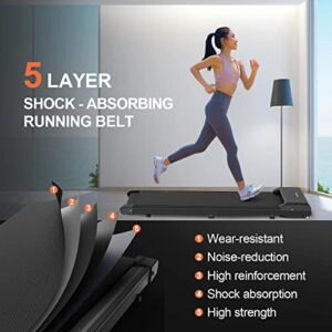 HomeFitnessCode Under Desk Treadmill Walking Pad, 2 in 1 Ultra Slim Portable Treadmill for Home, Installation-Free with 0.6-6.2mph, Remote Control and LED Display Office Exercise (Black)