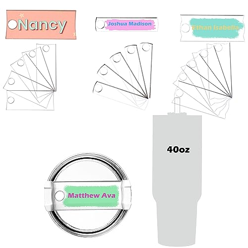 15PCS 40oz Acrylic Name ID Plate Blank for Stanley 40OZ 3 Shape ID Plate Name Plate Name Tag for Stanley Tumbler