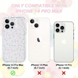 Newseego for iPhone 14 Pro Max Case, Cute Colorful Flower Clear Case with Lovely Flower Bracelet Chain for Women Girls Soft TPU Bumper Shockproof Protective Case Cover for iPhone 14 Pro Max-Pink White