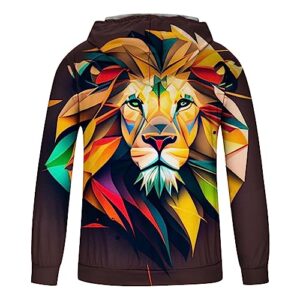 Comigeewa Sudaderas con capucha de manga larga con estampado de leopardo en 3D para hombre,capucha para Halloween con bolsillo,3-Multicolor,X-Large