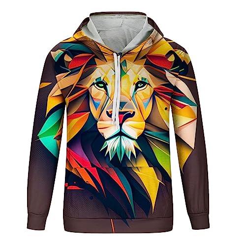 Comigeewa Sudaderas con capucha de manga larga con estampado de leopardo en 3D para hombre,capucha para Halloween con bolsillo,3-Multicolor,X-Large