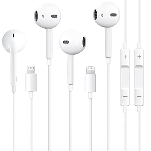 2 Pack Apple Earbuds for iPhone - Wired Headphones Earphones with Apple MFi Certification, Built-in Volume Control & Microphone Headsets Compatible with iPhone 14/13/12/11/XR/XS/X and All iOS Systems