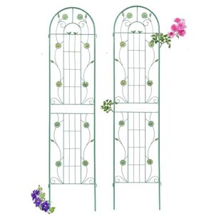 2 pack metal garden trellis 86.7" h garden fence rustproof trellis for climbing plants support roses flower outdoor lawn green