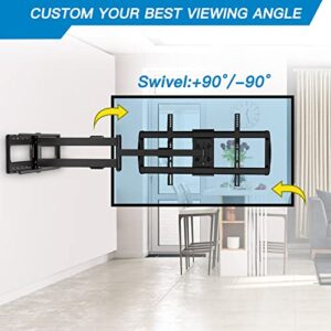 PERLESMITH TV Wall Mount for 37-80 inch TVs up to 132 lbs, Max VESA 600x400, 16" Wood Studs, Long Arm TV Wall Mount for 37-84 inch TVs, with 42.72 inch Extension Arm, Max VESA 600x400mm up to 132lbs