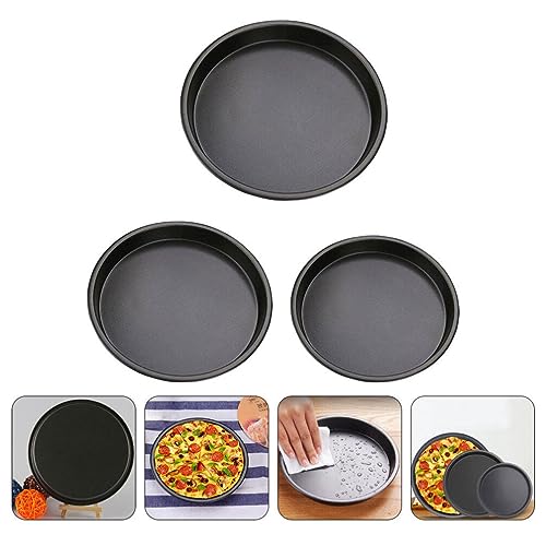 UPKOCH Pasties 3pcs Pizza Pan Set Carbon Steel Black Deep Cake Pans Round Loaf Pan Nonstick Bakeware Bread Toast Diy Baking Tin Cake Baking Tray (6in 8in 10in) Baking Pans