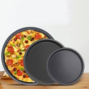 UPKOCH Pasties 3pcs Pizza Pan Set Carbon Steel Black Deep Cake Pans Round Loaf Pan Nonstick Bakeware Bread Toast Diy Baking Tin Cake Baking Tray (6in 8in 10in) Baking Pans