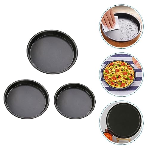 UPKOCH Pasties 3pcs Pizza Pan Set Carbon Steel Black Deep Cake Pans Round Loaf Pan Nonstick Bakeware Bread Toast Diy Baking Tin Cake Baking Tray (6in 8in 10in) Baking Pans