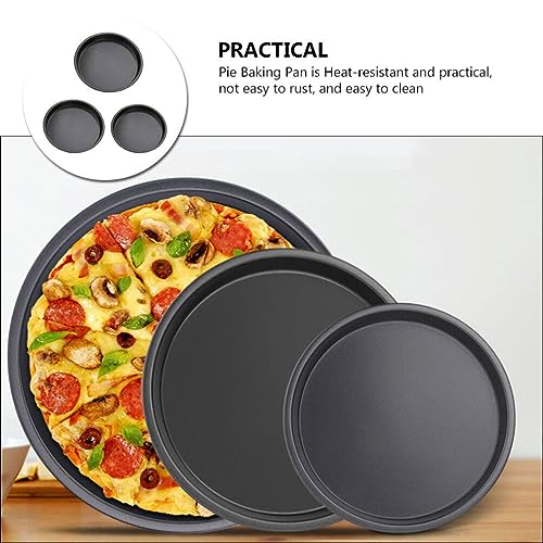 UPKOCH Pasties 3pcs Pizza Pan Set Carbon Steel Black Deep Cake Pans Round Loaf Pan Nonstick Bakeware Bread Toast Diy Baking Tin Cake Baking Tray (6in 8in 10in) Baking Pans