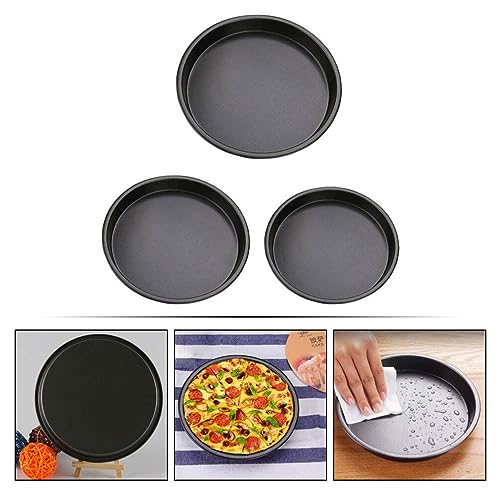 UPKOCH Pasties 3pcs Pizza Pan Set Carbon Steel Black Deep Cake Pans Round Loaf Pan Nonstick Bakeware Bread Toast Diy Baking Tin Cake Baking Tray (6in 8in 10in) Baking Pans