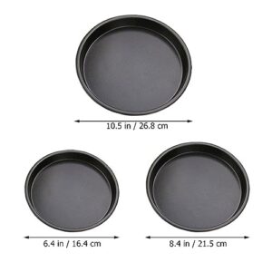 UPKOCH Pasties 3pcs Pizza Pan Set Carbon Steel Black Deep Cake Pans Round Loaf Pan Nonstick Bakeware Bread Toast Diy Baking Tin Cake Baking Tray (6in 8in 10in) Baking Pans