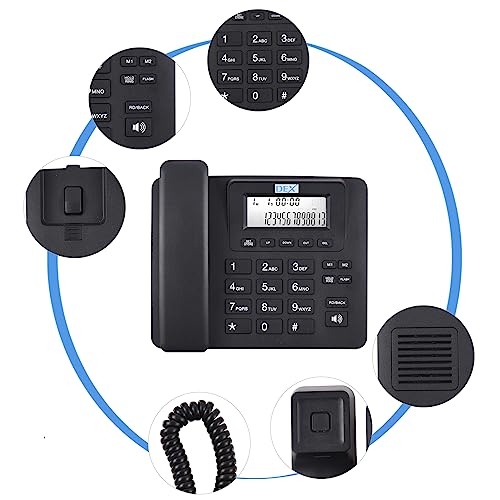 dsfen Corded Phone Desk Landline Telephone Support One Touch Memory Button/Flash/Last Number Speed Dial 8-Ring Melody Sound Real-time Date for Elderly Seniors Home Office Business