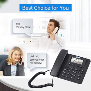 dsfen Corded Phone Desk Landline Telephone Support One Touch Memory Button/Flash/Last Number Speed Dial 8-Ring Melody Sound Real-time Date for Elderly Seniors Home Office Business