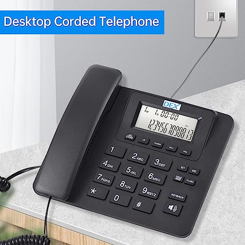 dsfen Corded Phone Desk Landline Telephone Support One Touch Memory Button/Flash/Last Number Speed Dial 8-Ring Melody Sound Real-time Date for Elderly Seniors Home Office Business