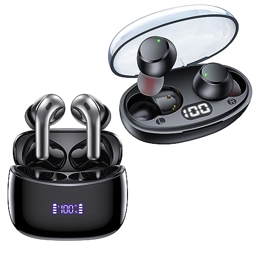 ZINGBIRD X15 and T62 Wireless Earbuds Ear Buds Bluetooth Headphones with LED Power Display Charging Case Earphones in-Ear Earbud with Microphone for Android Cell Phone Gaming PC