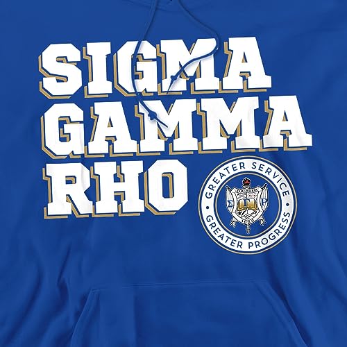 LOGOVISION Sigma Gamma Rho Sorority Official Block Text Unisex Adult Pull-Over Hoodie,Royal Blue, Large