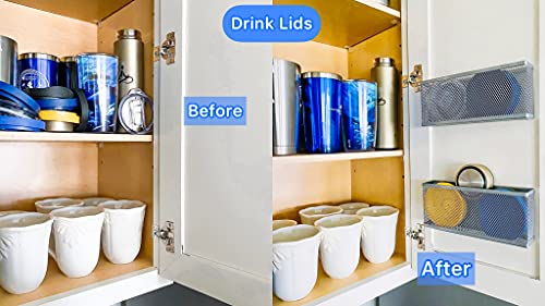 Slim Caddy Original - Scratch and Dent | Cabinet Door Organizer | Kitchen Plastic Lids Organizer, Bathroom Accessories, Under Sink Organizer, and More | 2 PK, 8”L x 3.5”H x 1.8”D each