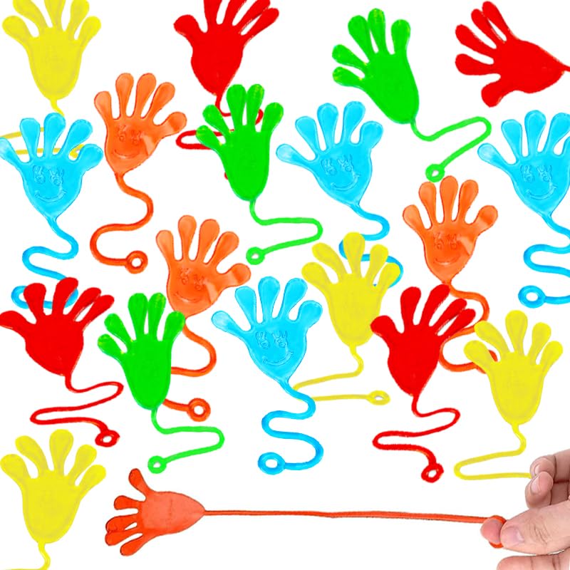 42pcs Sticky Hands Toys Party Favors Kids Goodie Bag Stuffers Sticky Finger Bulk Treasure Box Prize Pinata Fillers Birthday Classroom Rewards Party Supplies Halloween Treat Carnival Toddler Boy Girl