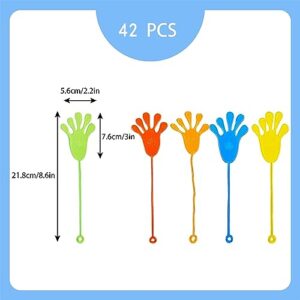 42pcs Sticky Hands Toys Party Favors Kids Goodie Bag Stuffers Sticky Finger Bulk Treasure Box Prize Pinata Fillers Birthday Classroom Rewards Party Supplies Halloween Treat Carnival Toddler Boy Girl