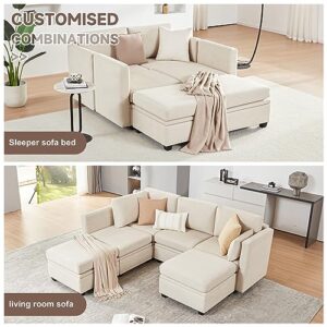 Weture Modular Sectional Sofa, Convertible U Shaped Sofa Couch with Storage, High Supportive & Soft Sponges, 6 Seat Modular Sectionals Sofa Couch with Chaise for Living Room, Beige