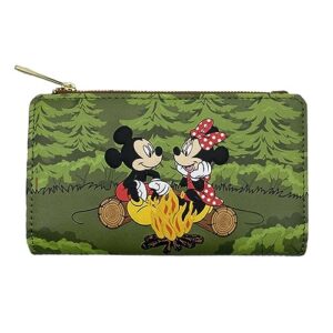 loungefly mickey, minnie, & friends camping scene flap wallet