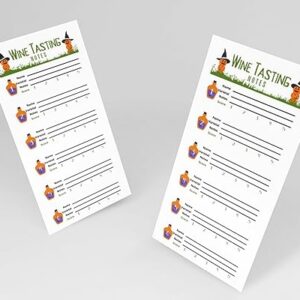 Halloween Themed wine tasting card scorecard for blind wine tasting party. Wine score card rating sheet for party, bachelorette party, girls night out party. Wine theme party tasting mat for wine.