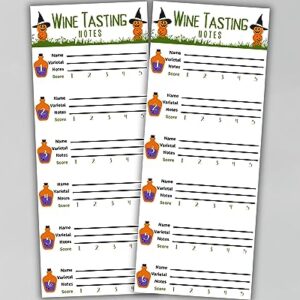 Halloween Themed wine tasting card scorecard for blind wine tasting party. Wine score card rating sheet for party, bachelorette party, girls night out party. Wine theme party tasting mat for wine.