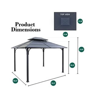 UXZDX 12 Ft. W X 14 Ft. D Metal Black 2-Tier Double Roof Patio Gazebo with Curtains and Netting (Color : D, Size : 12 Ft. W X 14 Ft)