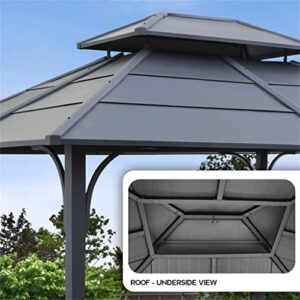 UXZDX 12 Ft. W X 14 Ft. D Metal Black 2-Tier Double Roof Patio Gazebo with Curtains and Netting (Color : D, Size : 12 Ft. W X 14 Ft)