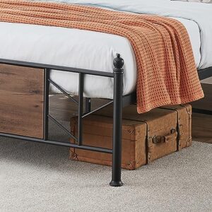 IDEALHOUSE Queen Bed Frame with Headboard, Upgraded Wood Platform Bed Frame with Sturdy Metal Slats Support, 12" Under Bed Storage, No Box Spring Needed, Easy Assembly, Noise Free